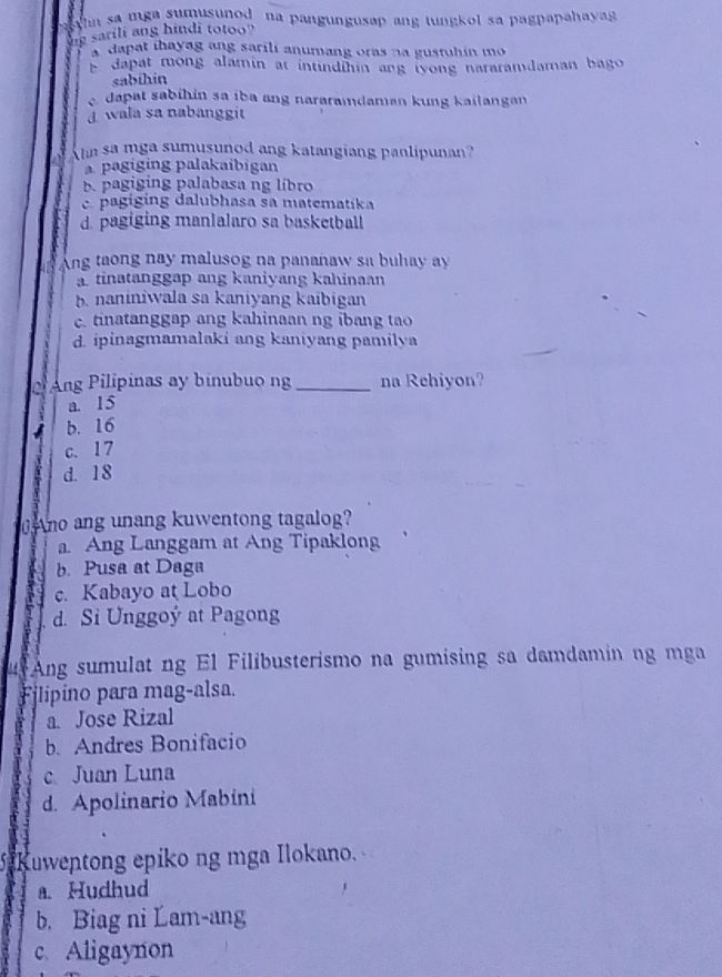 Alin sa mga sumusunod na pangungusap ang | StudyX