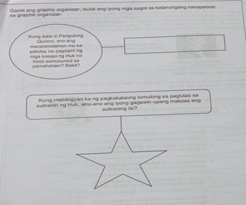 Gamit ang graphic organizer isulat ang iyong
