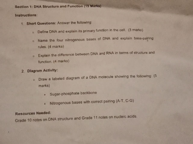 Section 1 DNA Structure and Function (15 | StudyX