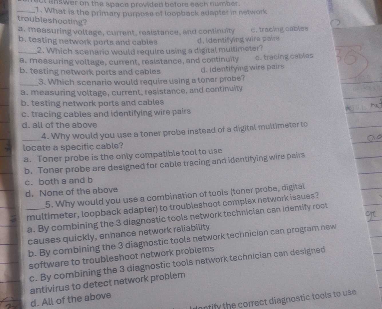 answer on the space provided before each | StudyX