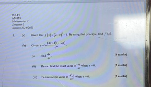 1(a) Given that (f(x) = (2 - x)2 - 4) By | StudyX