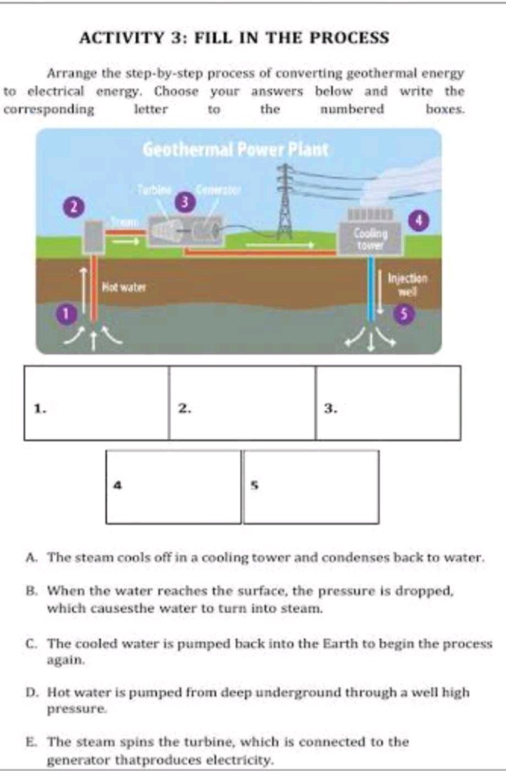 ACTIVITY 3 FILL IN THE PROCESS Arrange the | StudyX
