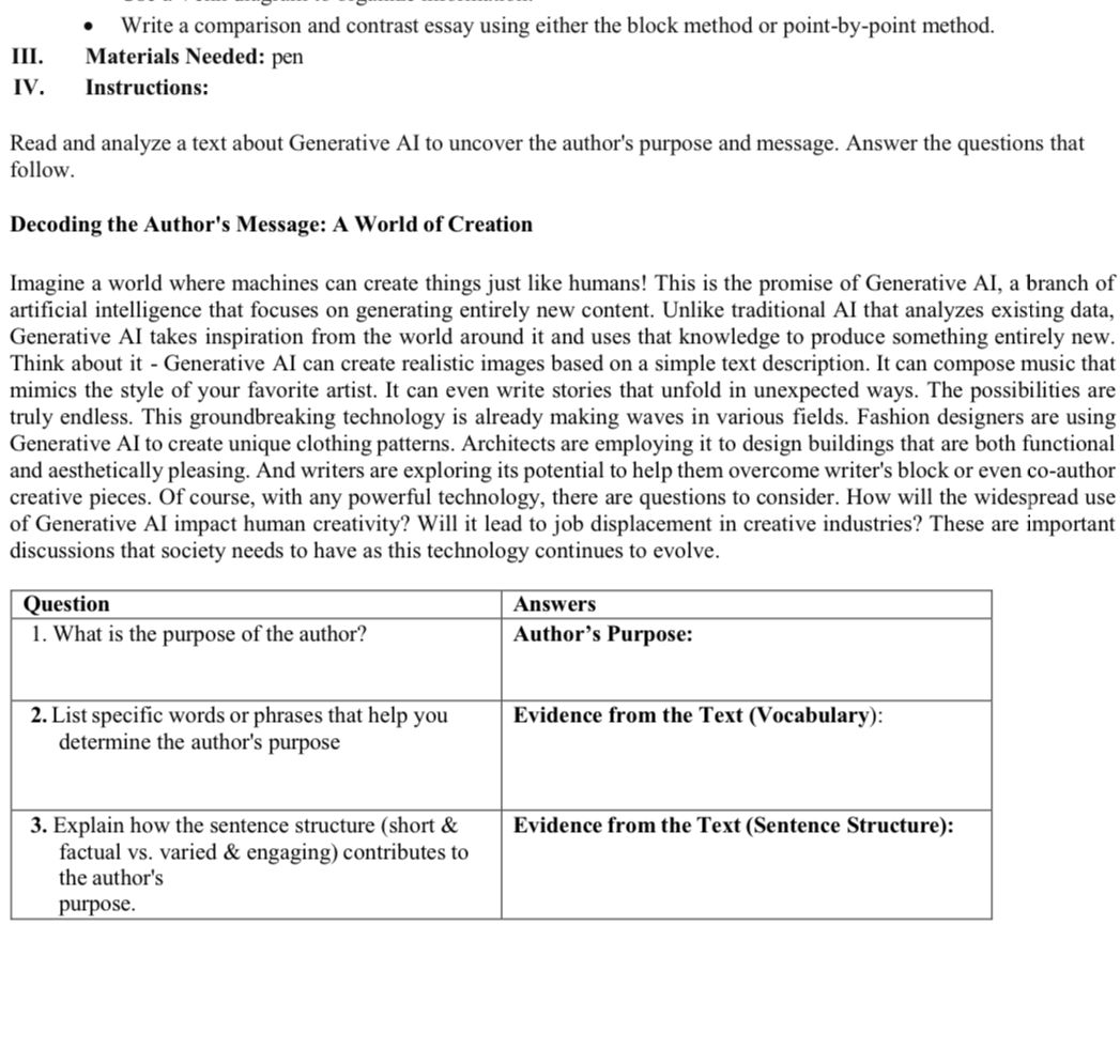 III Write a comparison and contrast essay | StudyX