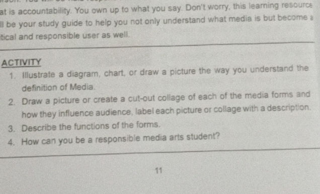 ACTIVITY 1 Illustrate a diagram chart or | StudyX