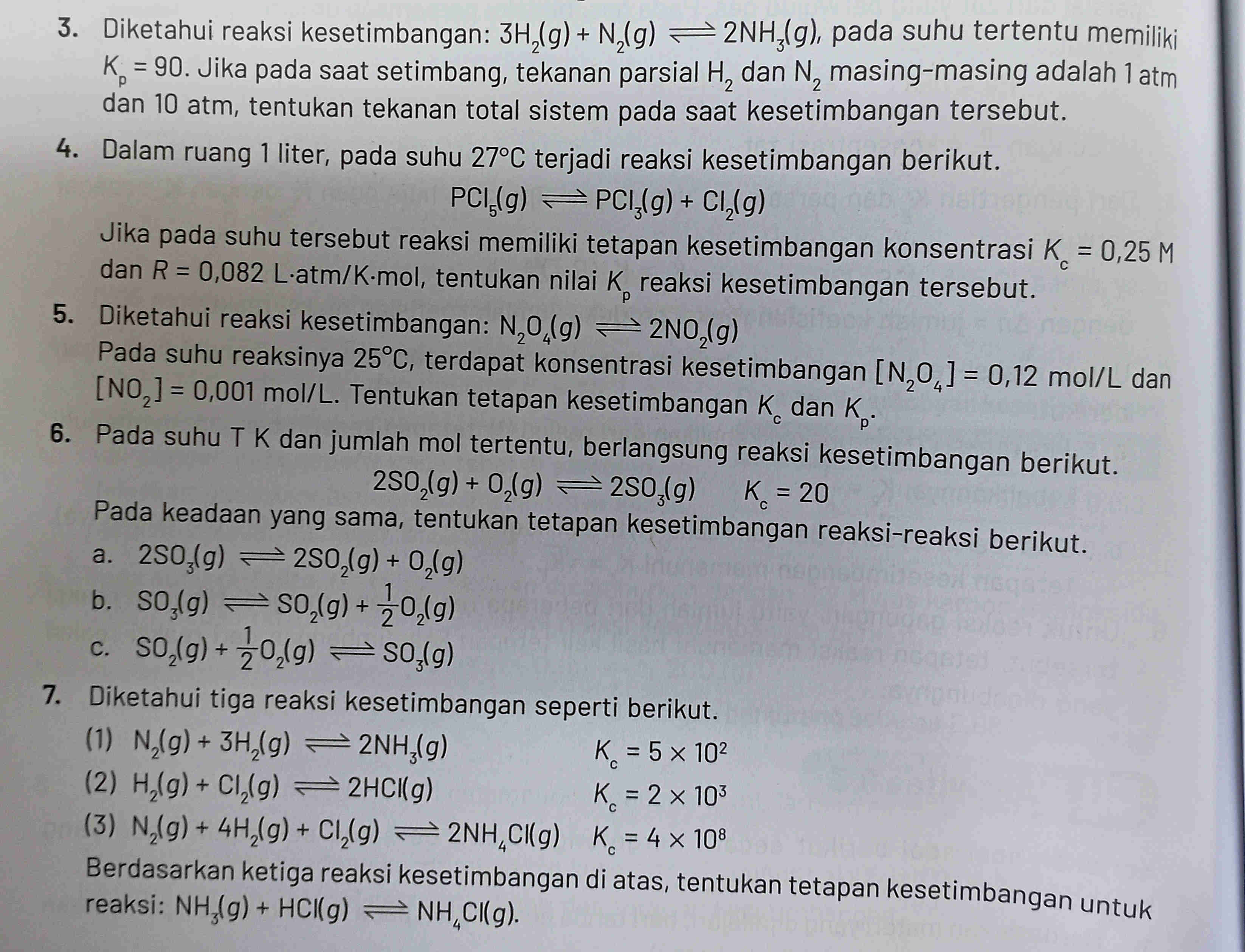 3 Diketahui reaksi kesetimbangan 3H(g) + | StudyX