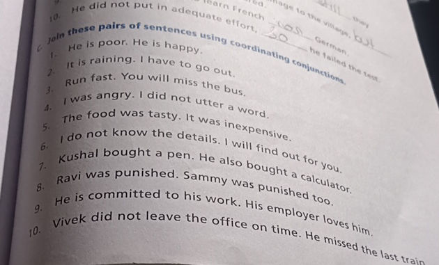 C Join these pairs of sentences using | StudyX