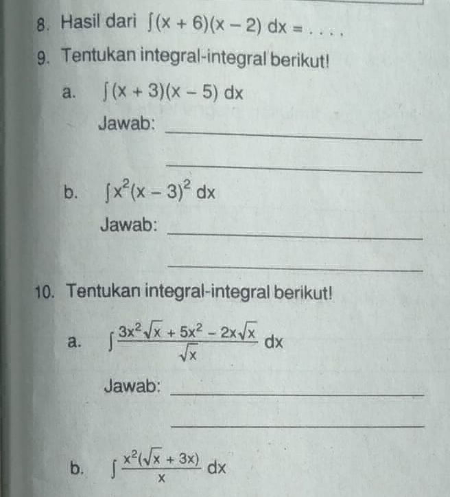 8 Hasil dari (x+6)(x-2)dx = 9 Tentukan | StudyX