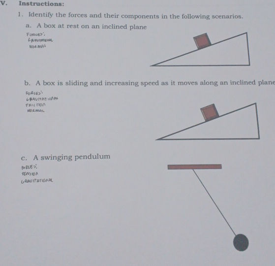 V Instructions 1 Identify the forces and | StudyX