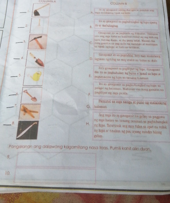 COLUMN A COLUMN B A Ito ay ginagamit upang | StudyX