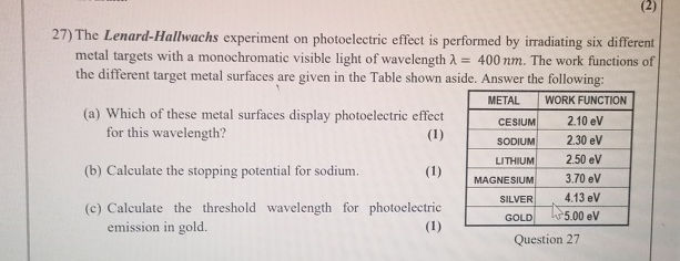 27) The Lenard-Hallwachs experiment on | StudyX