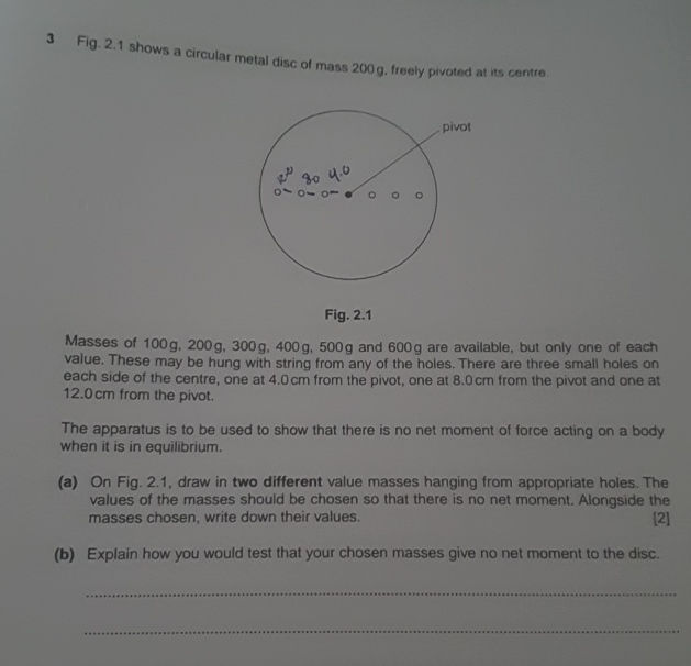 Fig 21 shows a circular metal disc of mass | StudyX