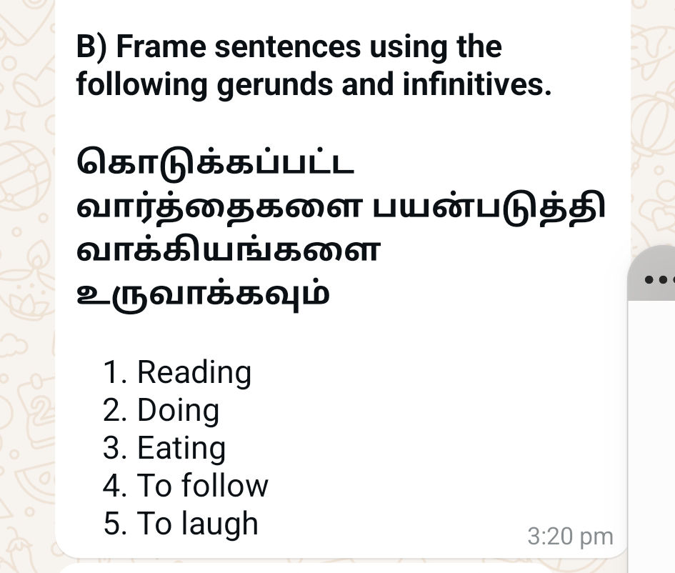 B) Frame sentences using the following | StudyX