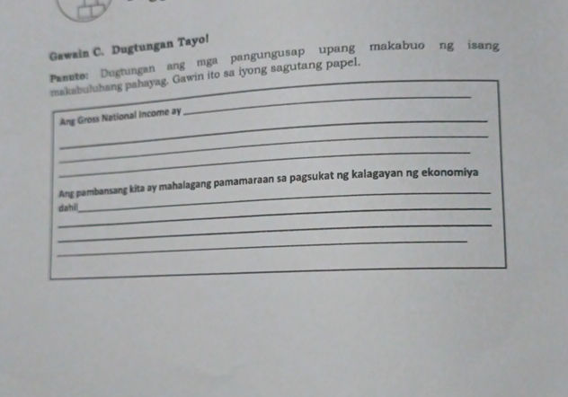 Gawain C Dugtungan Tayo Panuto Dugtungan ang | StudyX