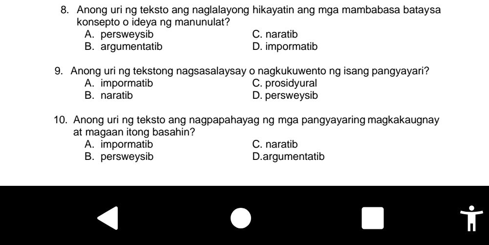 8 Anong uri ng teksto ang naglalayong | StudyX