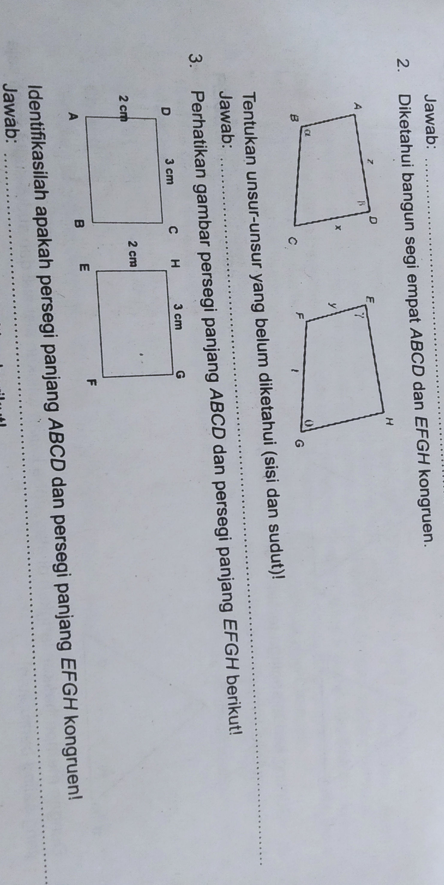2 Diketahui bangun segi empat ABCD dan EFGH | StudyX
