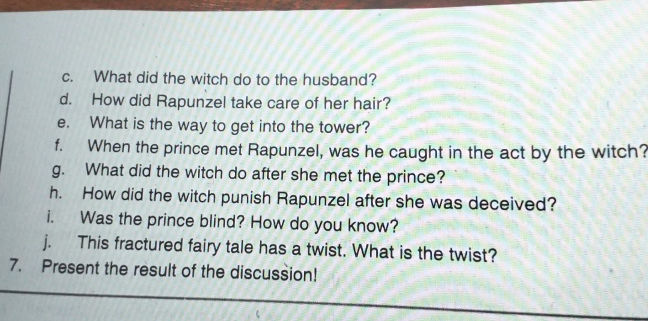 c What did the witch do to the husband d How | StudyX