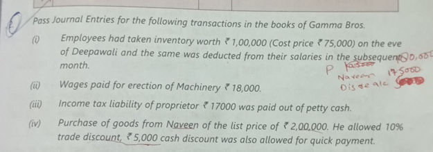 Pass Journal Entries for the following | StudyX