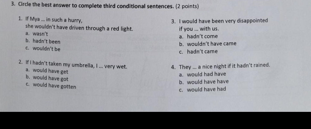 3 Circle the best answer to complete third | StudyX