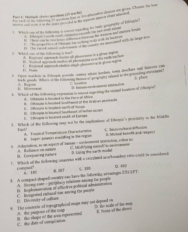 Part 1 Multiple choice questions (25 marks) | StudyX