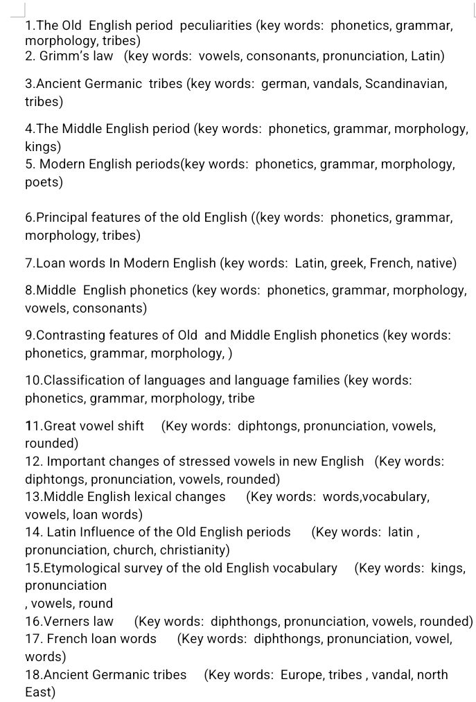 1 The Old English period peculiarities (key | StudyX