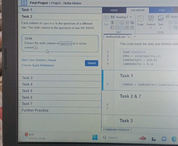 Final Project Project - Stellar Motion Task | StudyX