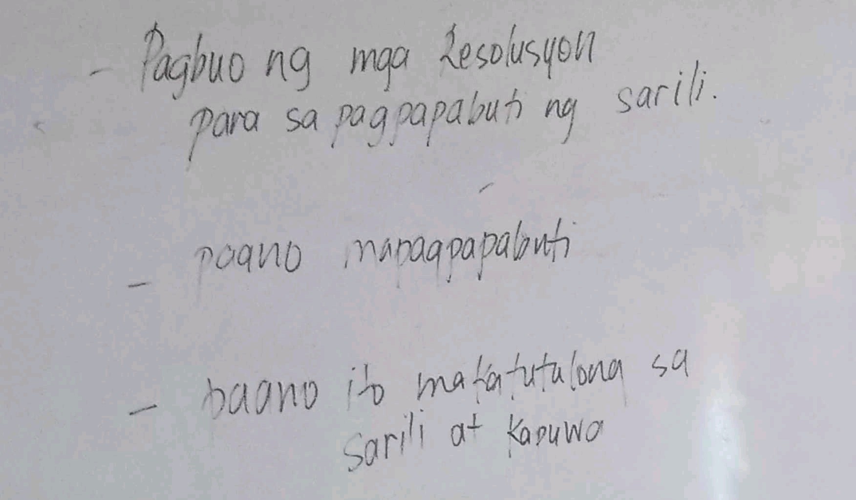 Pagbuo ng mga Resolusyon para sa pagpapabuti | StudyX