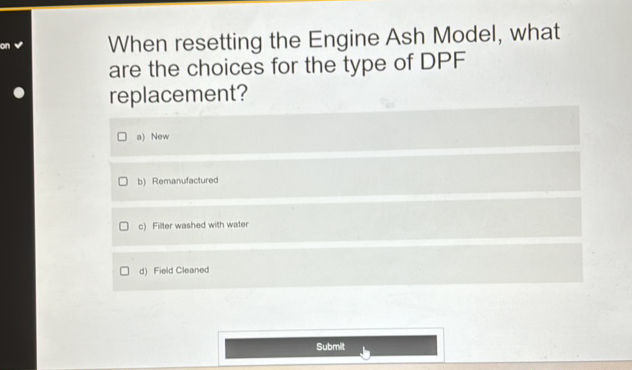 When resetting the Engine Ash Model what are | StudyX