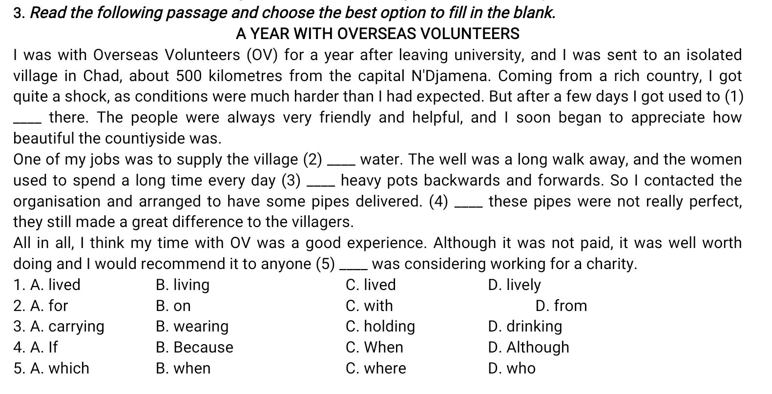 3 Read the following passage and choose the | StudyX