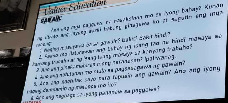 Values Education GAWAIN Ano ang mga paggawa | StudyX
