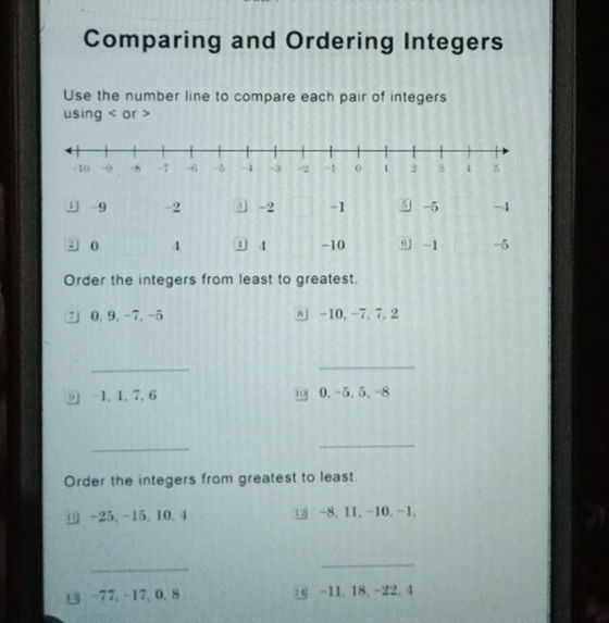 Comparing and Ordering Integers Use the | StudyX