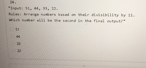 24 Input 51 44 33 22 Rules Arrange numbers | StudyX