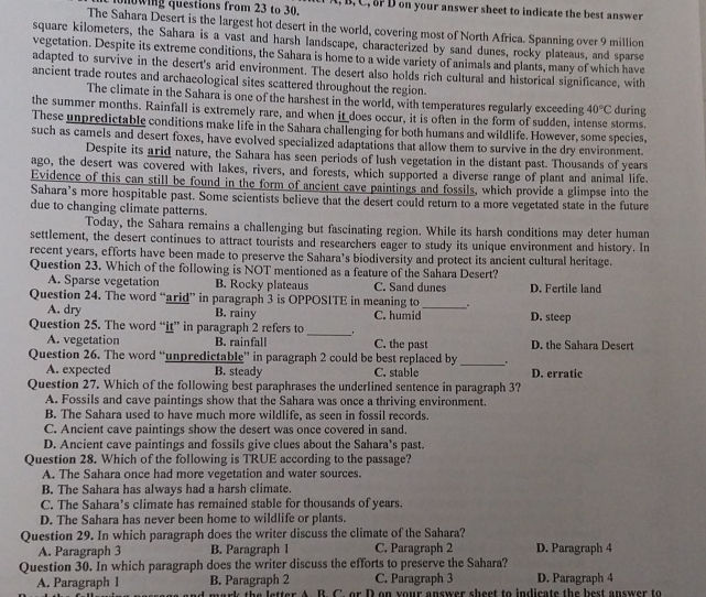 The Sahara Desert is the largest hot desert | StudyX