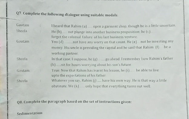 Q7 Complete the following dialogue using | StudyX