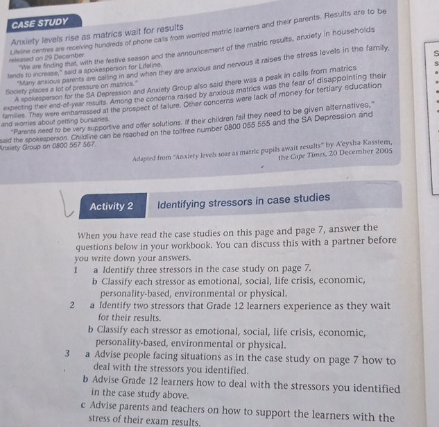 Activity 2 Identifying stressors in case | StudyX