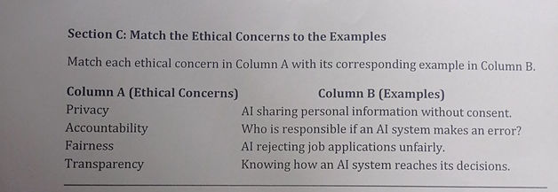 Section C Match the Ethical Concerns to the | StudyX
