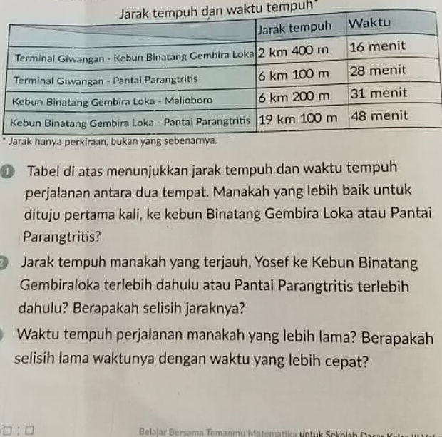 Jarak tempuh dan waktu tempuh Terminal | StudyX