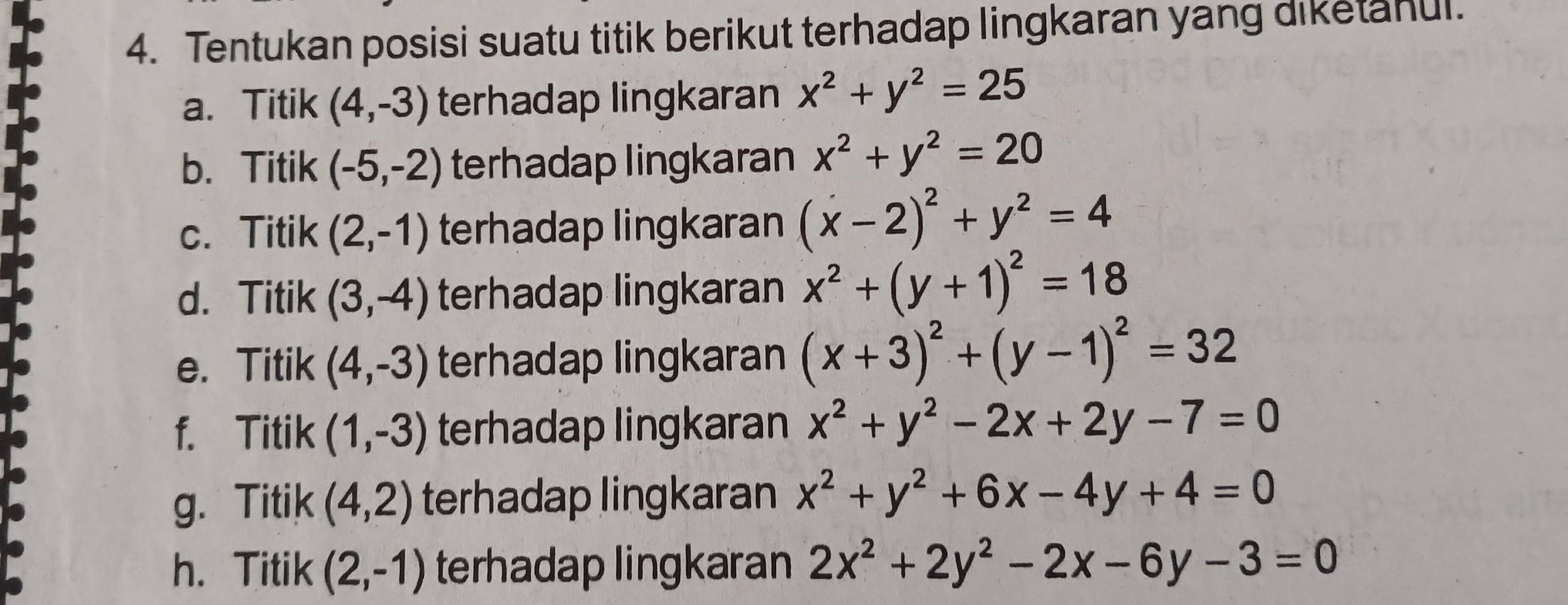 4 Tentukan posisi suatu titik berikut | StudyX