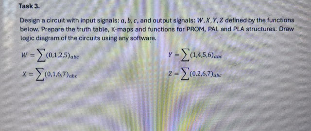 Task 3 Design a circuit with input signals a | StudyX