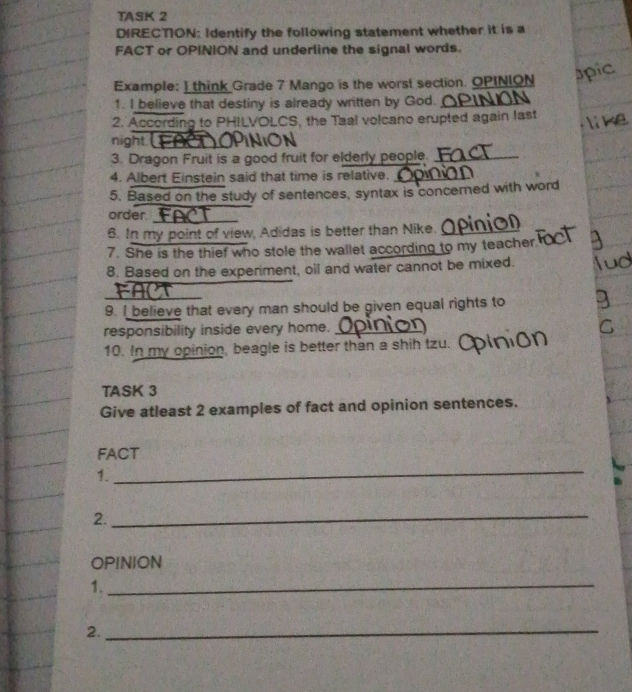 TASK 2 DIRECTION Identify the following | StudyX