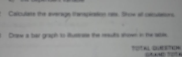 Calculate the average transpiration rate | StudyX