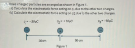 Three charged particles are arranged as | StudyX