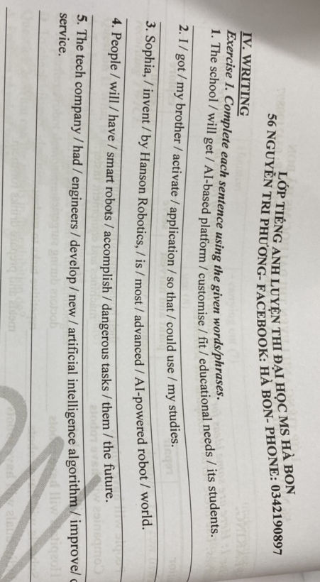 Exercise 1 Complete each sentence using the | StudyX