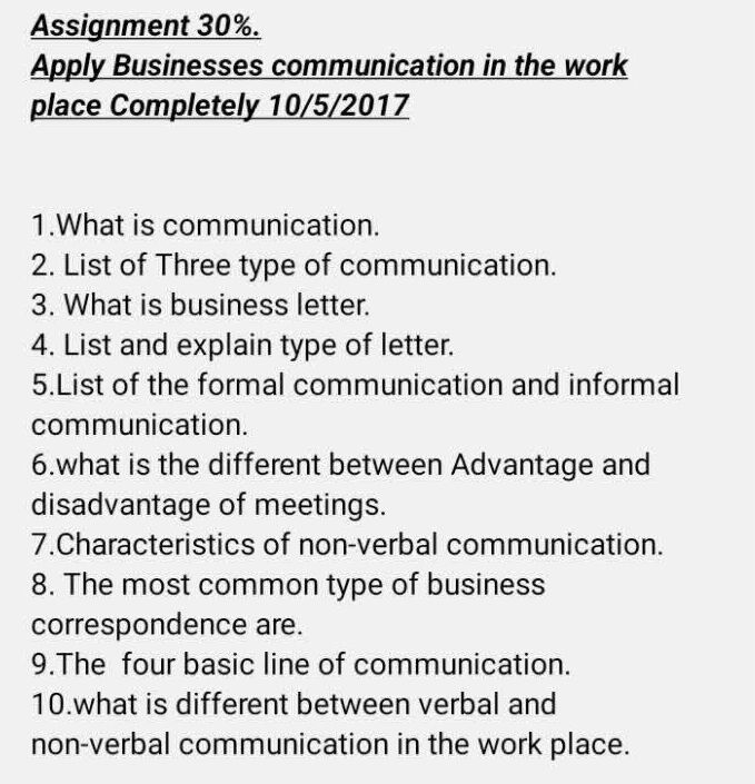 Assignment 30 Apply Businesses communication | StudyX