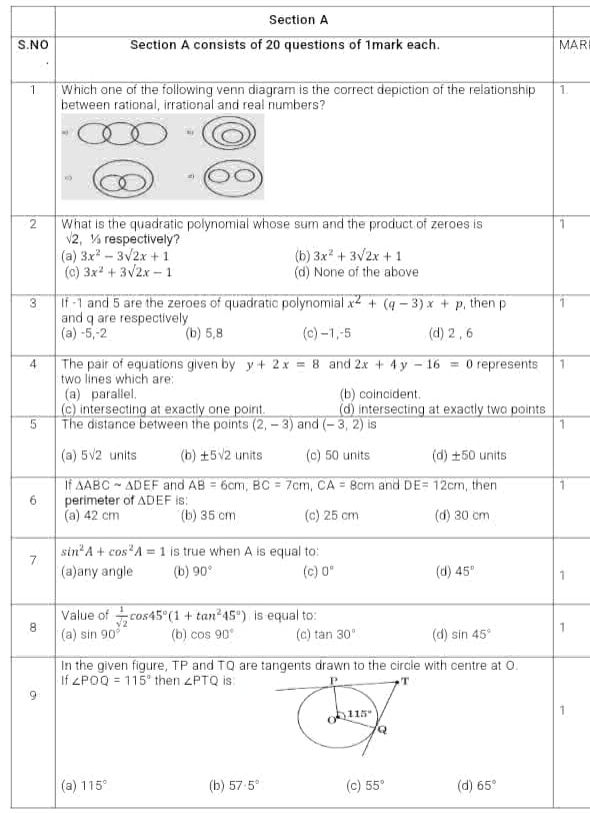 Section A consists of 20 questions of 1 mark | StudyX