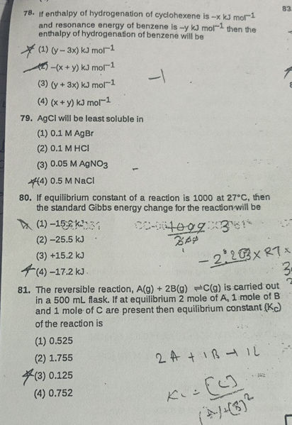 78 If enthalpy of hydrogenation of | StudyX