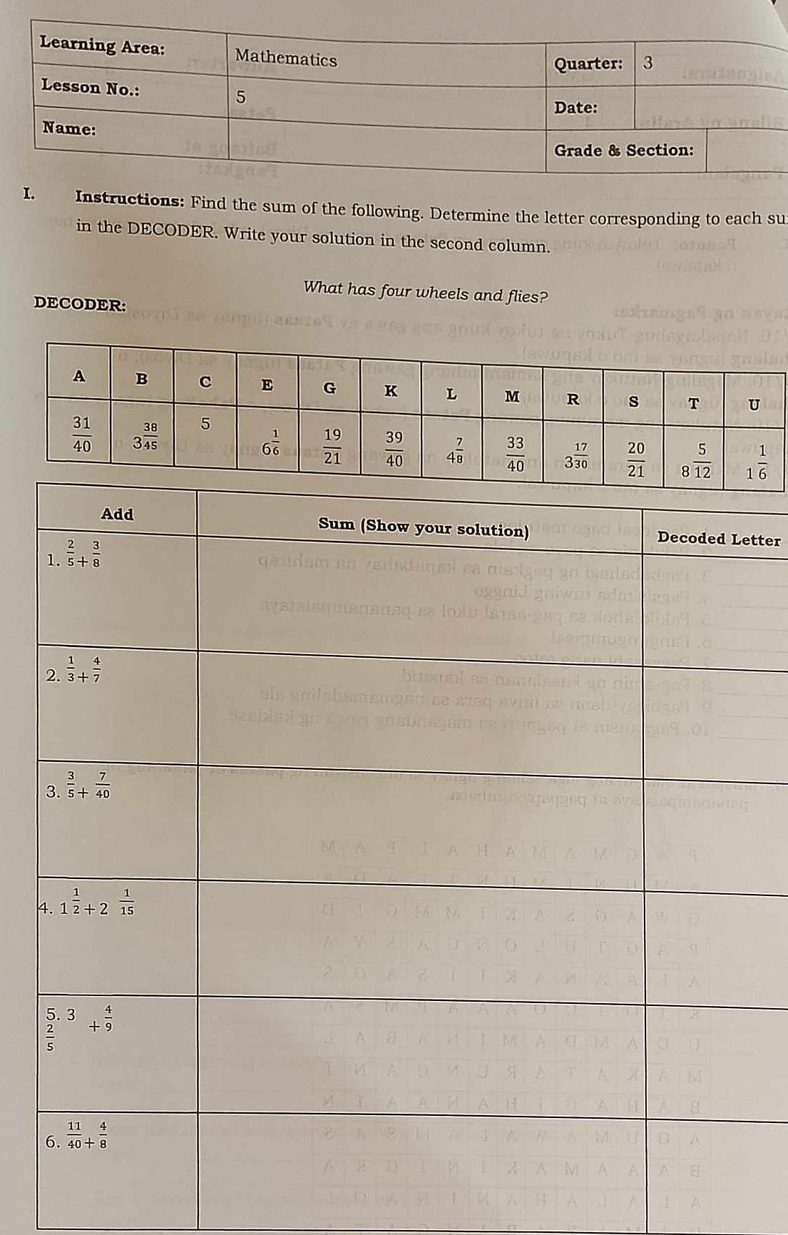 Instructions Find the sum of the following | StudyX