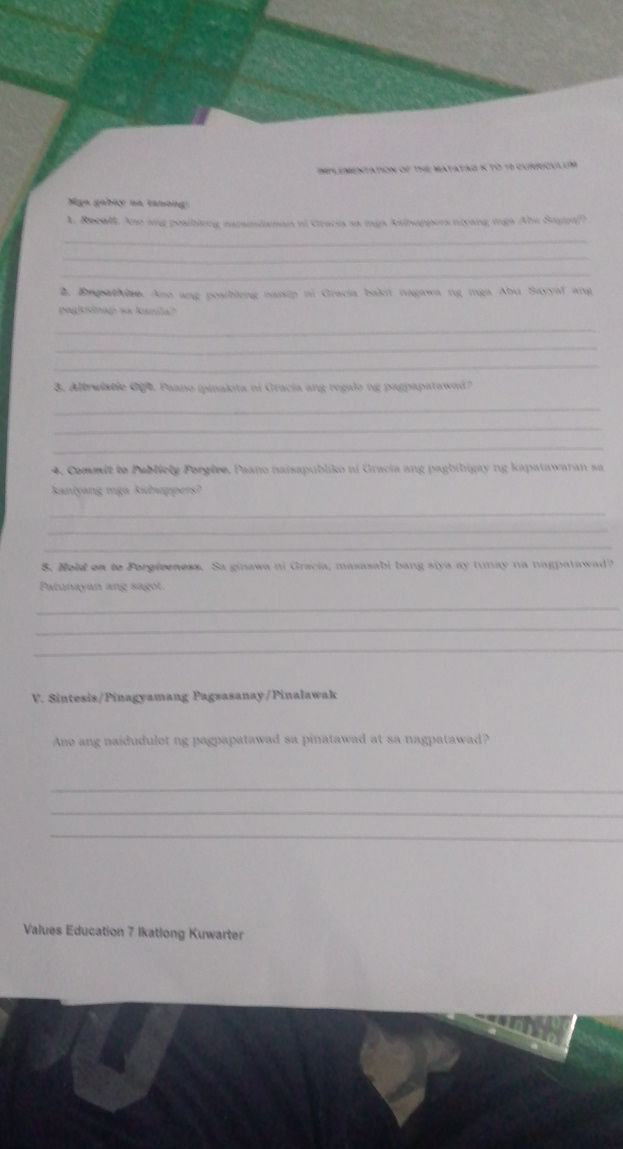 IMPLEMENTATION OF THE MATATAO K TO 12 | StudyX