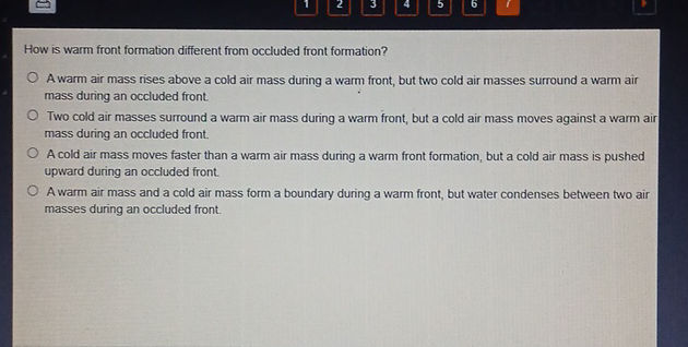 How is warm front formation different from | StudyX