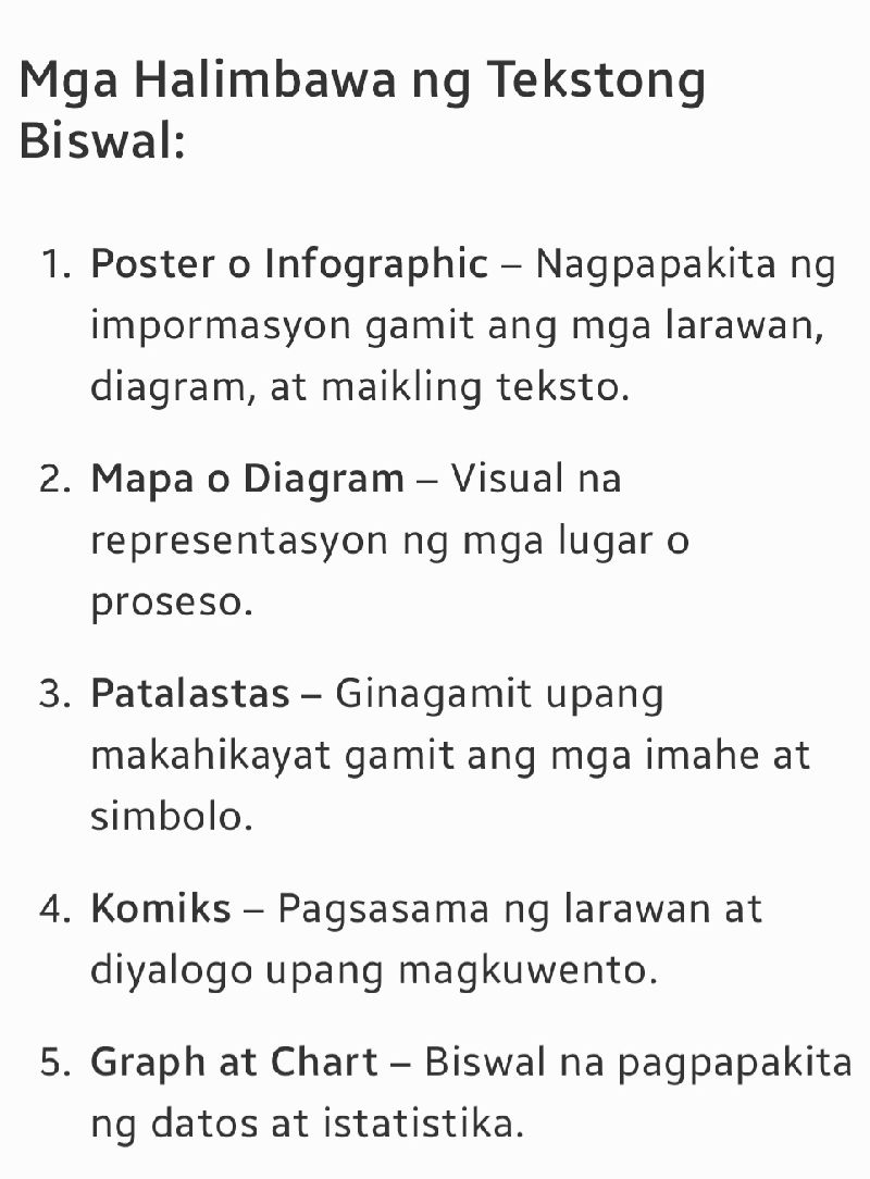 Mga Halimbawa ng Tekstong Biswal 1 Poster o