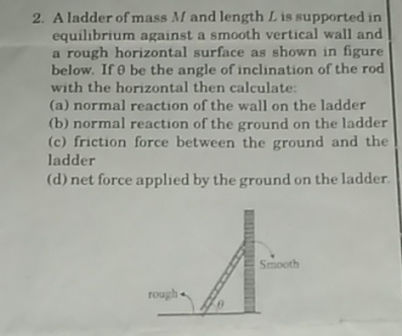 2 A ladder of mass M and length L is | StudyX